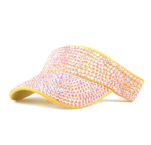 gudessly shiny rhinestones sport sun visor adjustable summer cap visor caps for women men yellow