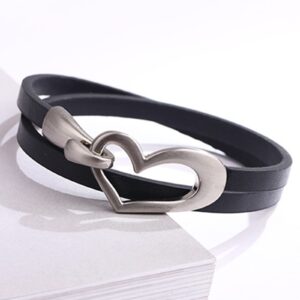 choice of all Leather Bracelets for Women Trendy Heart Charm Bracelet Necklace Leather Warp Bracelet Leather Collar for Women