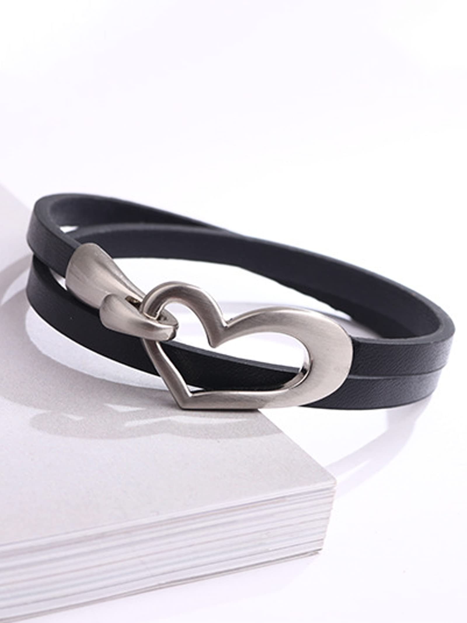 choice of all Leather Bracelets for Women Trendy Heart Charm Bracelet Necklace Leather Warp Bracelet Leather Collar for Women