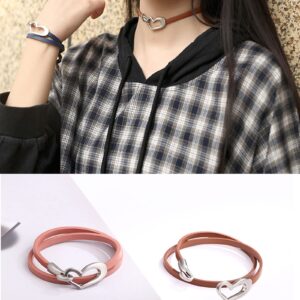 choice of all Leather Bracelets for Women Trendy Heart Charm Bracelet Necklace Leather Warp Bracelet Leather Collar for Women