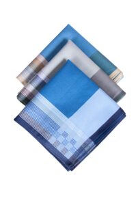 srffbremeoly mens 100% soft cotton handkerchiefs plaid hanky pocket square hankies 3pcs