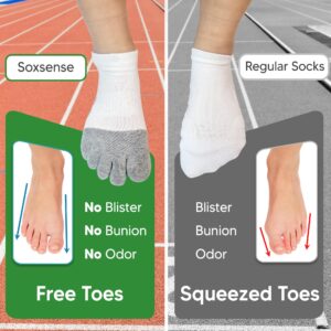 ss soxsense Toe Socks for Men and Women Athletic Running Five Finger Socks with Premium Cotton LightWeight (Size 6-14) (US, Alpha, Large, Regular, Regular, White)