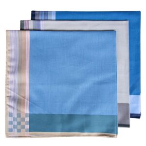 SrffbreMeOly Mens 100% Soft Cotton Handkerchiefs Plaid Hanky Pocket Square Hankies 3Pcs