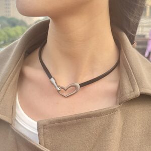 choice of all Leather Bracelets for Women Trendy Heart Charm Bracelet Necklace Leather Warp Bracelet Leather Collar for Women