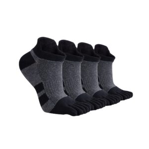 ss soxsense toe socks for men and women athletic running five finger socks with premium cotton lightweight (size 6-14) (us, alpha, large, regular, regular, black)