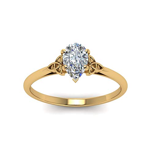 SISGEM 10K 14K 18K Solid Gold Pear Cut Engagement Rings for Women,Pear Shaped Moissanite Rings Wedding Engagement Anniversary Bridal Bands with Engraved Name (Style-3)