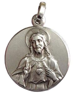 925 sterling silver " the sacred heart of jesus " medal - 100% made in italy