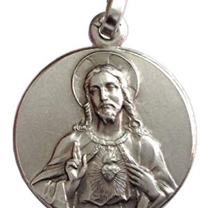 925 STERLING SILVER " THE SACRED HEART OF JESUS " MEDAL - 100% MADE IN ITALY