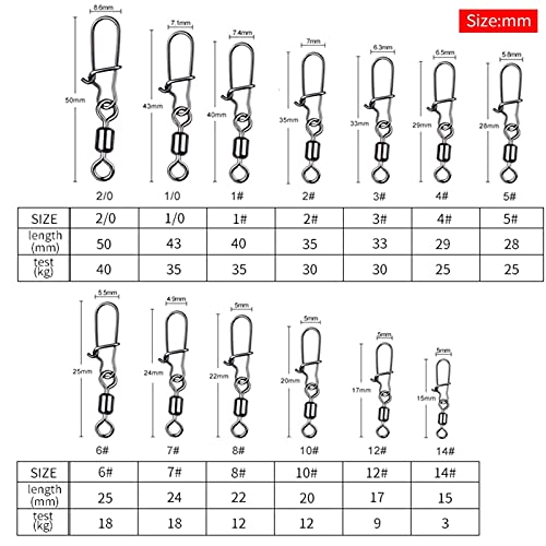 moisture Fishinghooks 50PCS Connector Pin Bearing Rolling Rotating Stainless Steel Buckle, Seawater/Freshwater Fishing Hook, Bait Rotating Fishing Gear Fishing Accessories Fishing Hook (Size : 1#)