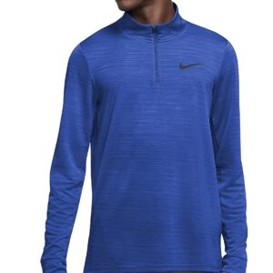 Nike Men’s Breathe Superset Game Royal Blue ¼ Zip (Quarter Zip) Training/Running Lightweight Long Sleeve Baselayer Shirt, Black Swoosh, Dri-Fit Wicks Moisture, Style CZ1212/Color 480, Size Small