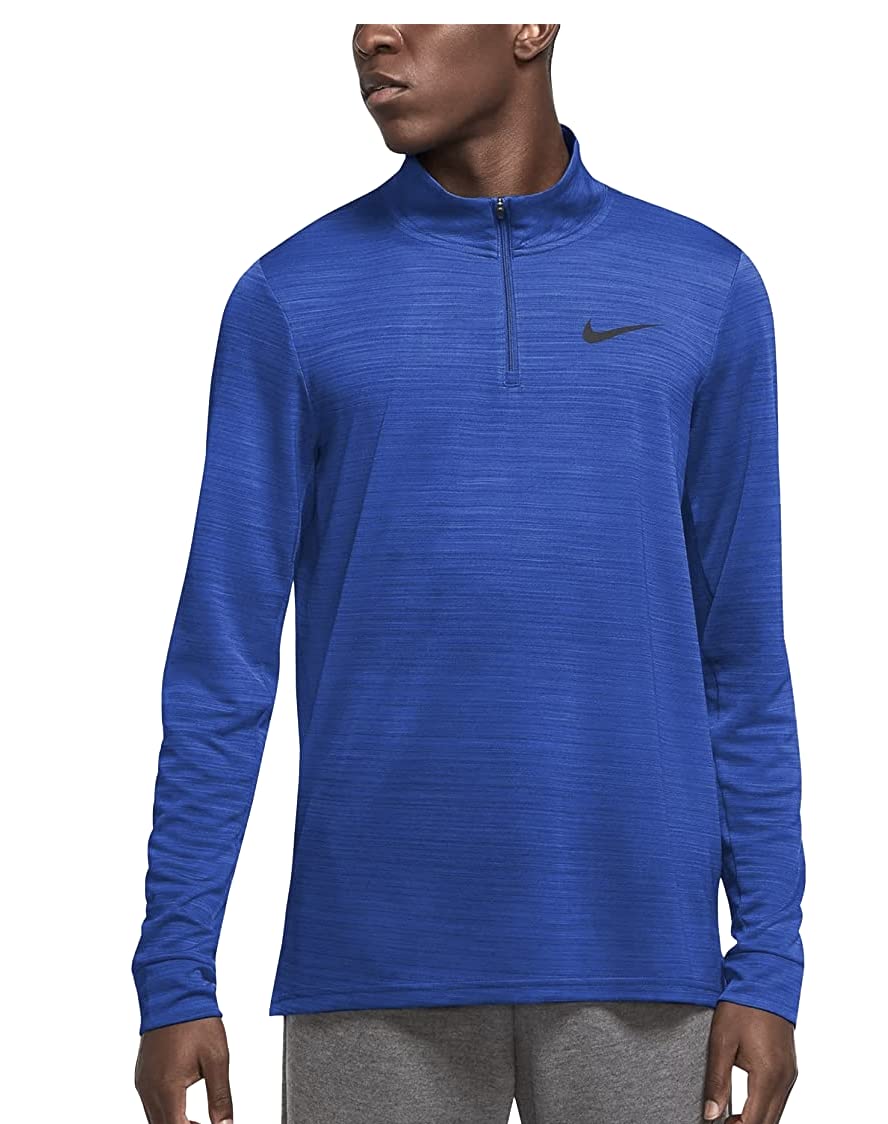 Nike Men’s Breathe Superset Game Royal Blue ¼ Zip (Quarter Zip) Training/Running Lightweight Long Sleeve Baselayer Shirt, Black Swoosh, Dri-Fit Wicks Moisture, Style CZ1212/Color 480, Size Small