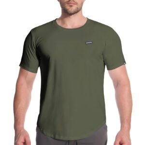 brokig mens tdry bold gym workout t-shirt,casual-fit training bodybuilding short sleeve shirts men(x-large,army green)