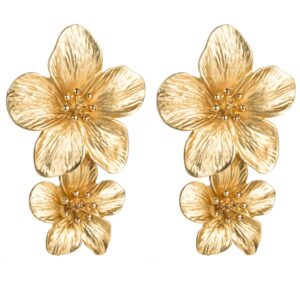 boho matte flower stud earrings chic floral statement dangle earrings for women gold statement earrings