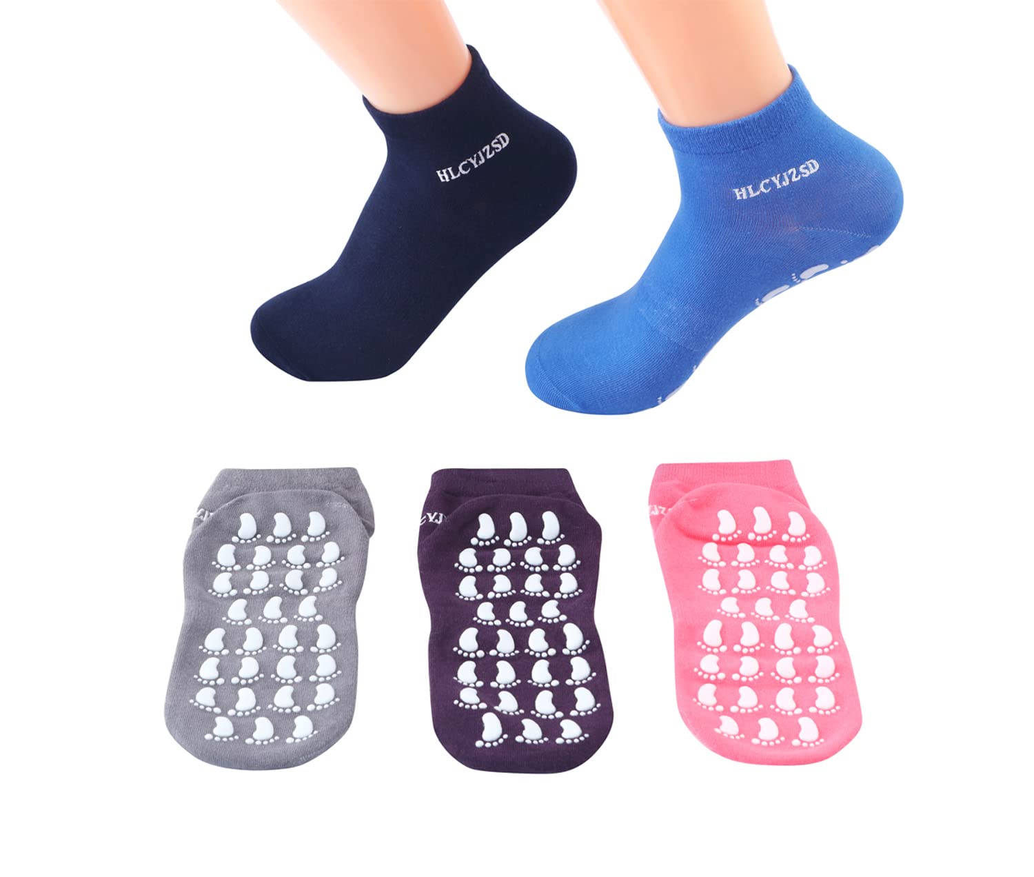 HLCYJZSD 5 Pairs Non Slip Yoga Socks for Women, Skid Slipper Socks with Grippers for Pilates Dance Ballet Trampoline