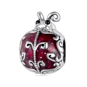 pattern ladybug charm 925 sterling silver charm fits for pandora bracelet necklace