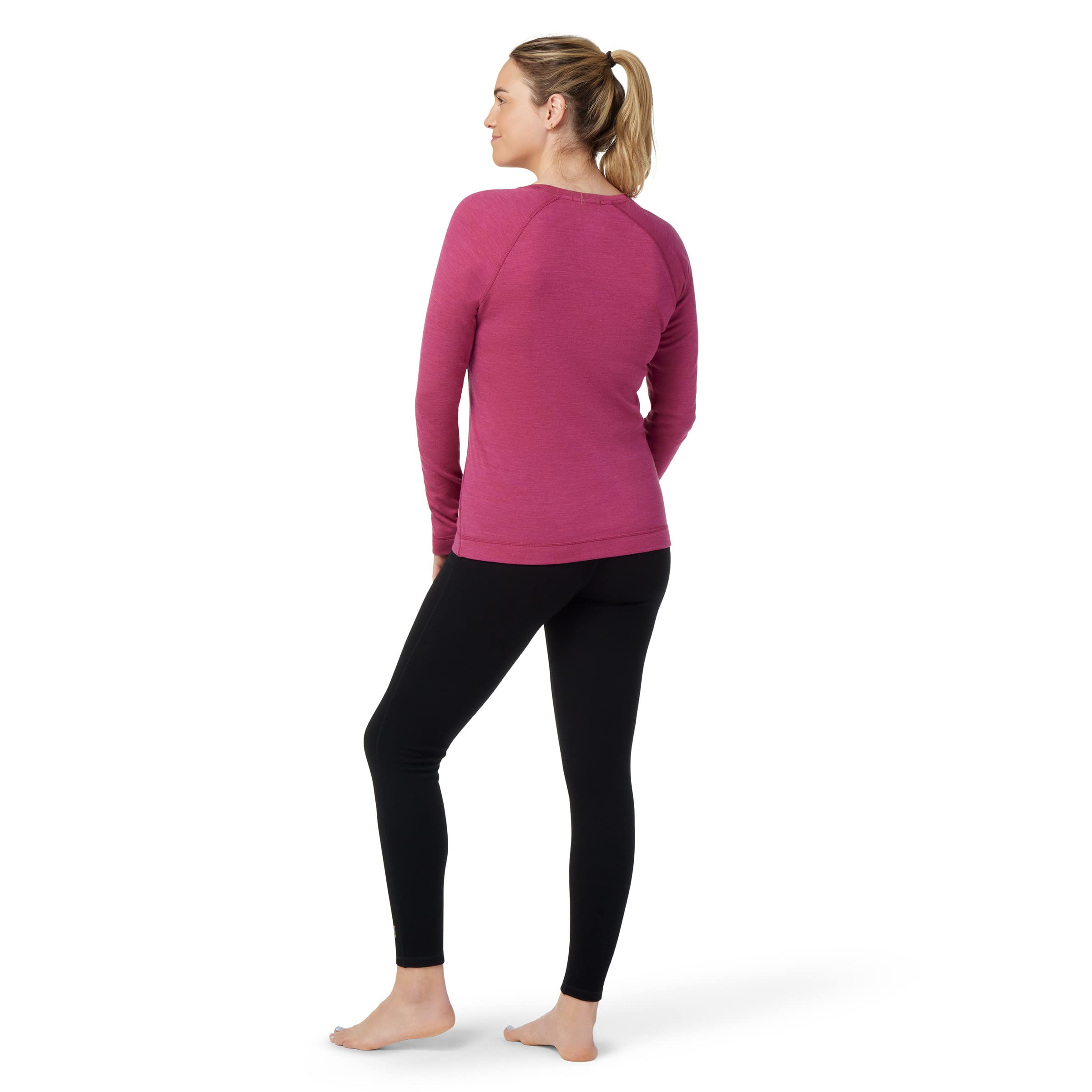 Smartwool Women's Classic Thermal Merino Wool Base Layer Crew (Slim Fit), Festive Fuchsia Heather, Small