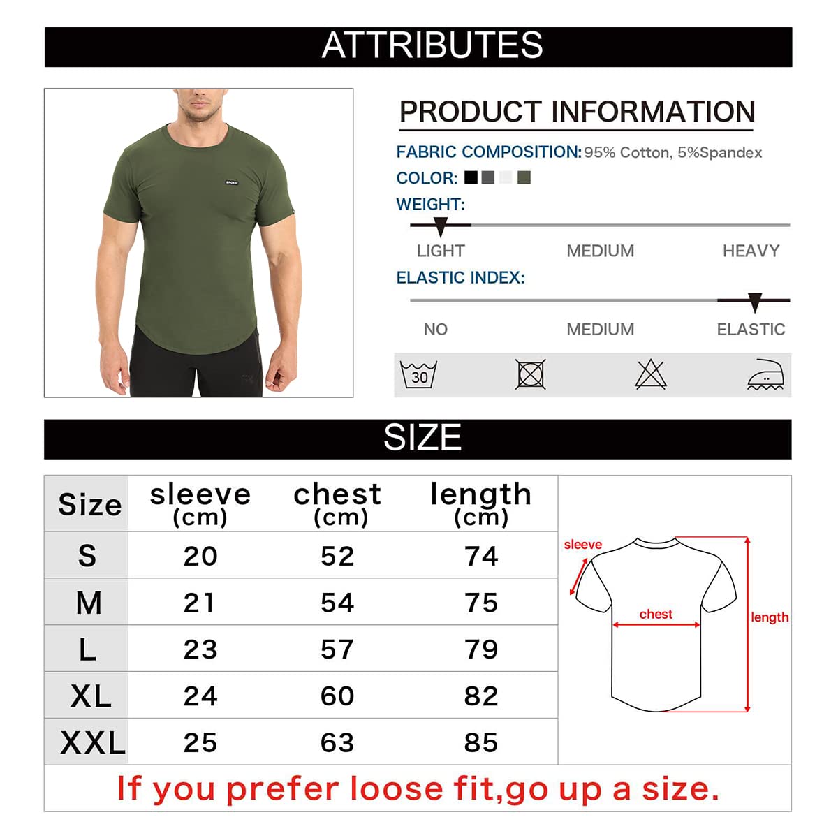 BROKIG Mens TDry Bold Gym Workout T-Shirt,Casual-Fit Training Bodybuilding Short Sleeve Shirts Men(X-Large,Army Green)