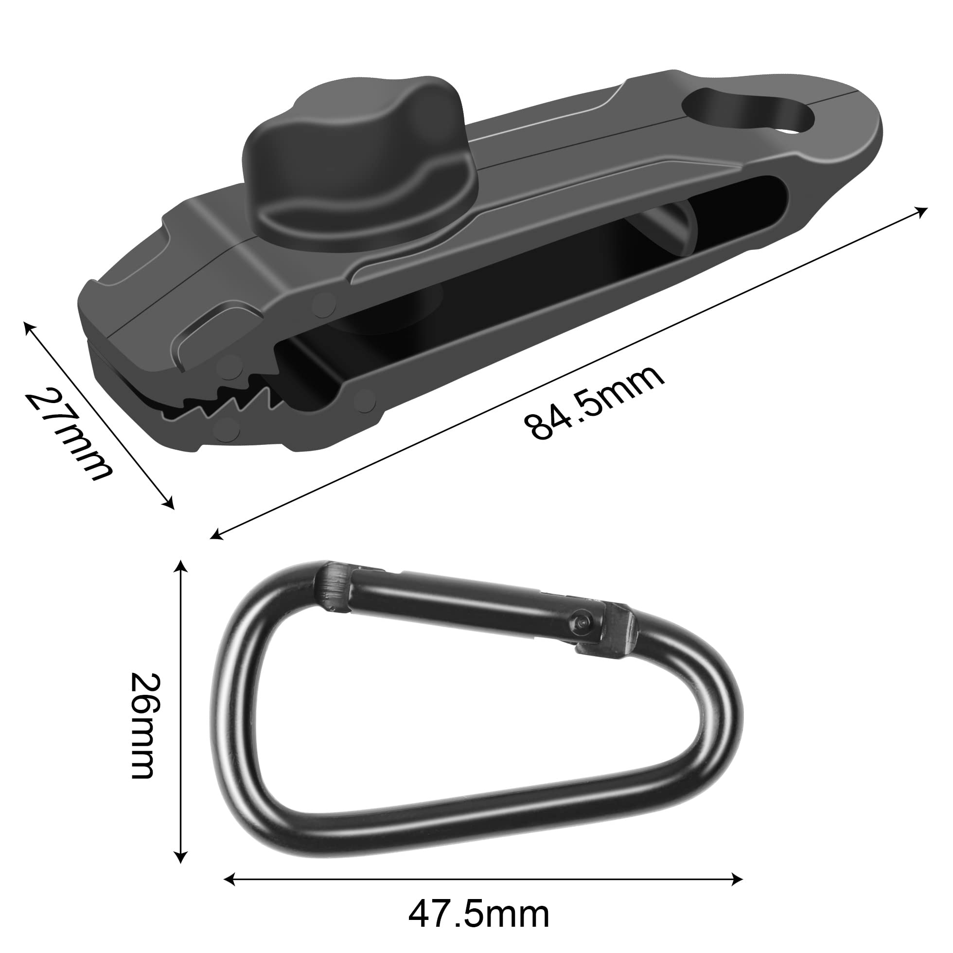 Tarp Clips with Carabiner Clamps Tent Tighten Kit Heavy Duty Lock Grip Thumb Screw Clip for Tarps, Awnings, Outdoor Camping, Caravan Canopies, Car Covers, Swimming Pool Covers (8 Packs)