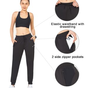 ALLZERO Women's Track Pants Casual Lounge Joggers Pants with Pockets Soft Sweatpants for Athletic,Running,Workout Black XL