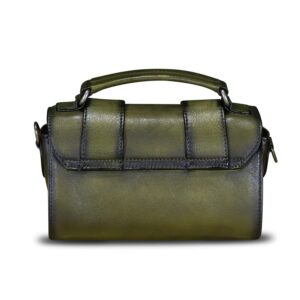 Genuine Leather Satchel for Women Vintage Purse Handmade Handbag Retro Crossbody Bag Purse (Green)