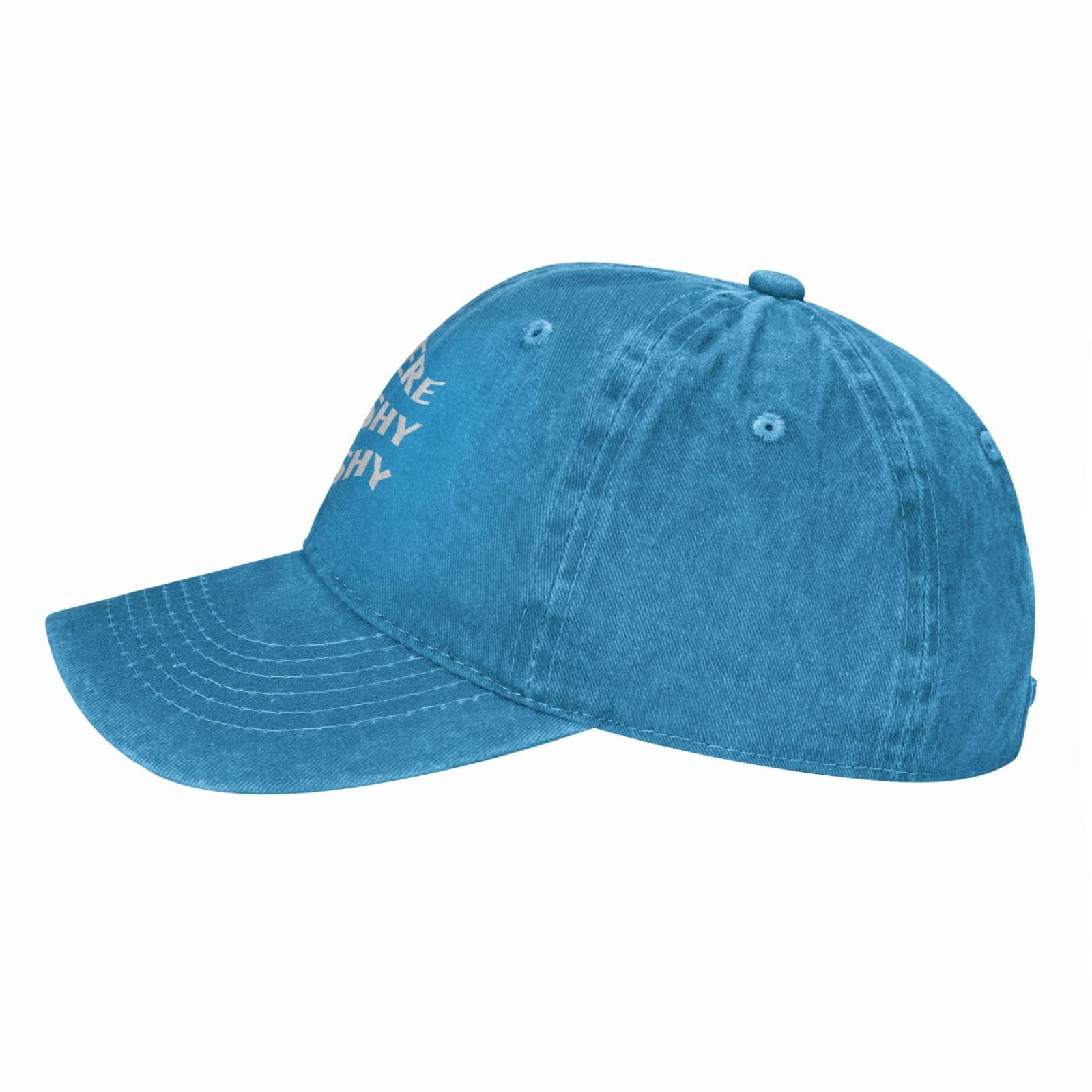 QVXHKP Funny Fishing Hat Here Fishy Fishy Fishy Hat for Men Baseball Caps Cute Hats Blue