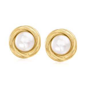 ross-simons 8-8.5mm cultured pearl love knot clip-on earrings in 18kt gold over sterling