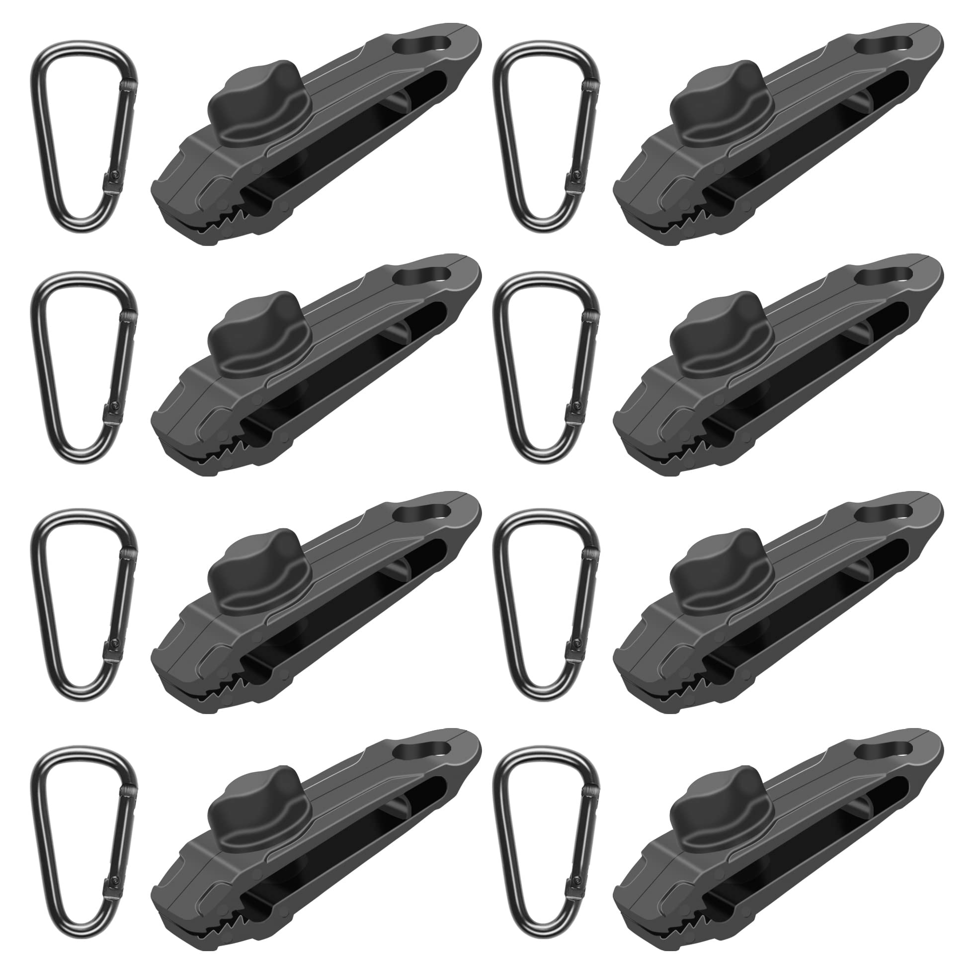 Tarp Clips with Carabiner Clamps Tent Tighten Kit Heavy Duty Lock Grip Thumb Screw Clip for Tarps, Awnings, Outdoor Camping, Caravan Canopies, Car Covers, Swimming Pool Covers (8 Packs)