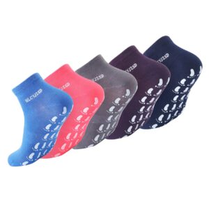 HLCYJZSD 5 Pairs Non Slip Yoga Socks for Women, Skid Slipper Socks with Grippers for Pilates Dance Ballet Trampoline