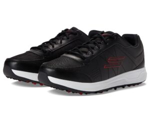 skechers men's go prime relaxed fit spikeless golf shoe sneaker, black/red, 8.5