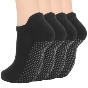 zando non slip barre socks for women anti slip hospital socks with grips for women yoga socks gripper socks yoga accessories pilates socks compression ankle socks running 4/black one size