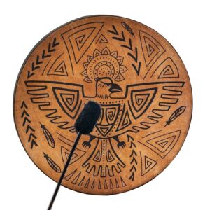 firlar shaman drum, 10 inch shaman bird pattern handmade shaman drum with drum stick, spiritual instrument, exquisite look, siberian drum spirit music symbol, sound healer shaman drum brown