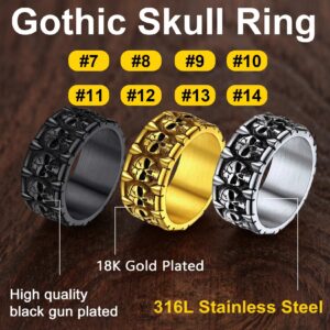 ChainsProMax Skull Jewelry for Women Stainless Steel Ring Size 7 Viking Bikers Rings