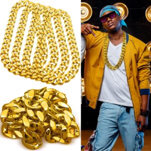 Jexine 12 Pcs Costume Rapper Chain, Hip Hop Chain Bulk Fake Necklace for Men Women 80s 90s Jewelry Punk Style, 32 Inch(Gold)