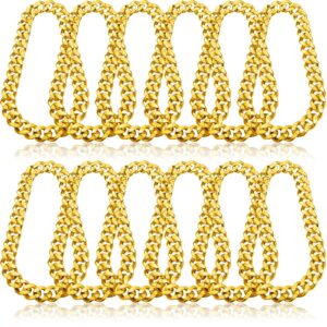 jexine 12 pcs costume rapper chain, hip hop chain bulk fake necklace for men women 80s 90s jewelry punk style, 32 inch(gold)