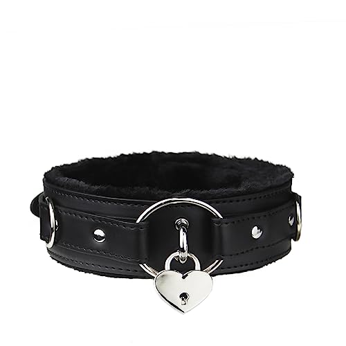 Blinan Pu leather choker collar with leash adjustable size for women black