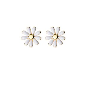 reffeer solid 925 sterling silver daisy flower stud earrings spring for women teen girls daisy stud earrings flower (b-18k gold)