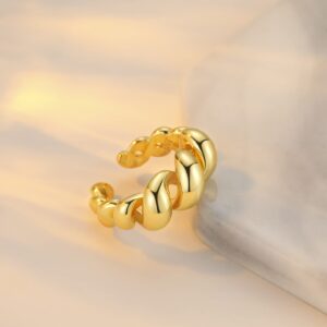 KISMIURRA Gold Chunky Rings for Women Girls, 18K Gold Plated rings for women trendy Adjustable Open Rings Statement Gold Ring for Minimalist Party Birthday Gifts