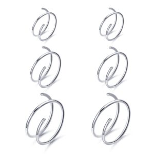 vojo g23 titanium spiral double hoop nose rings 20g 6/8/10mm hypoallergenic thin piercing jewelry for women men (6/8/10mm, silver)