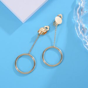 BIRSTONE Women 1 inch Hoop Dangle Style Clip On Earrings for No Pierced Ears