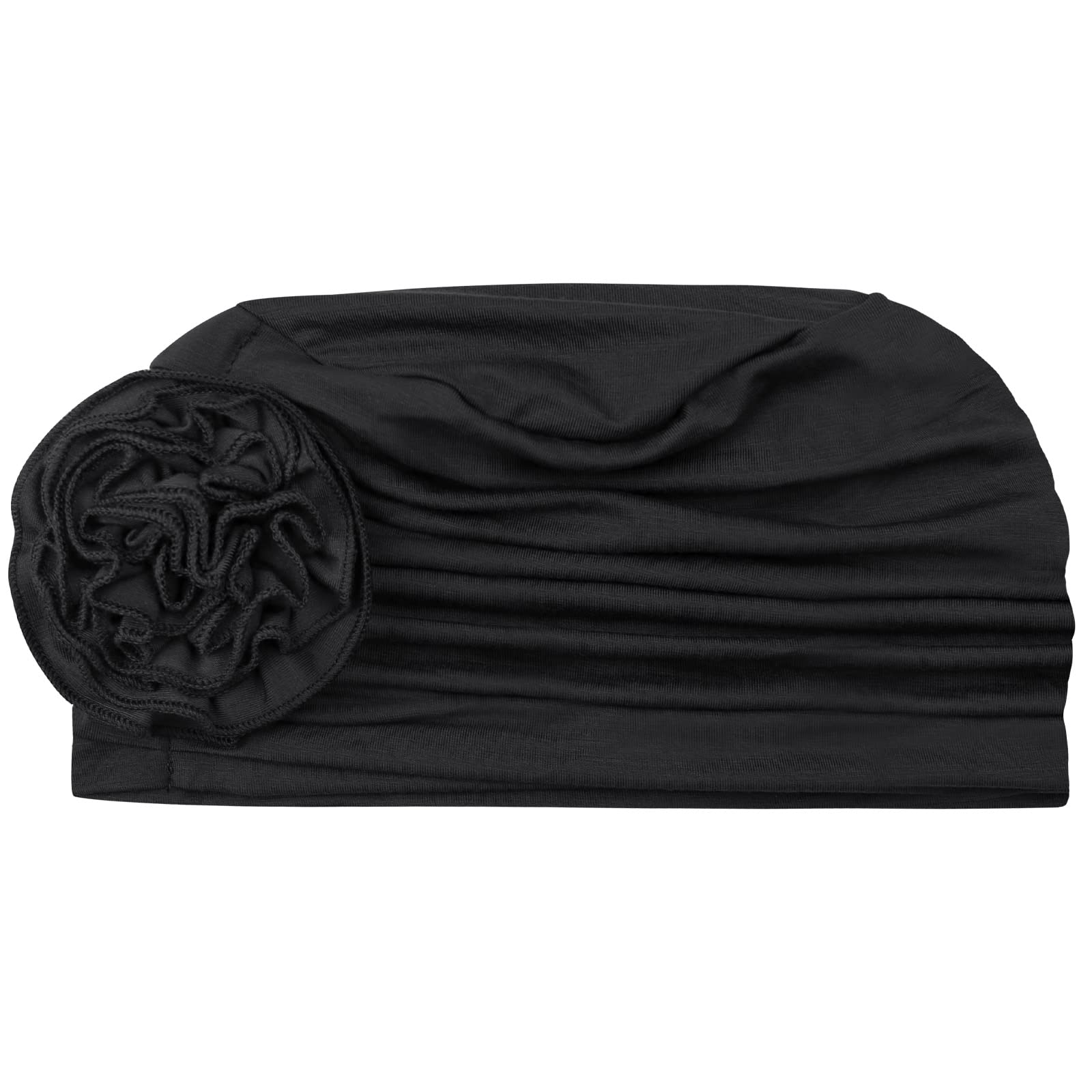 Chemo Headwear for Women Ruffled Head Coverings Black