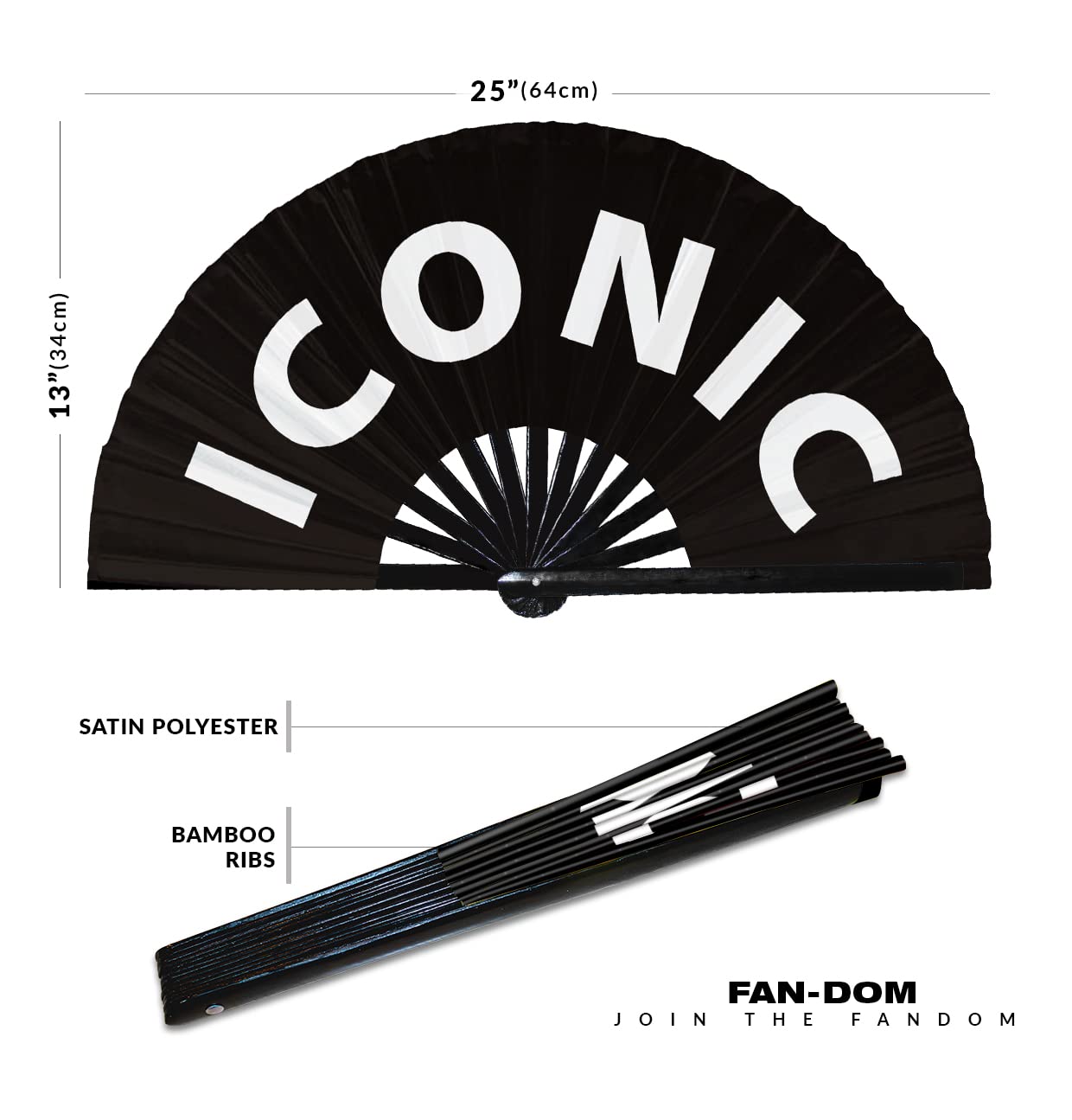 Iconic hand fan foldable bamboo circuit hand fan funny gag slang words expressions statement gifts Festival accessories Rave handheld Circuit event fan Clack fans (Black)