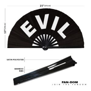 Evil hand fan foldable bamboo circuit hand fan funny gag slang words expressions statement gifts Festival accessories Rave handheld Circuit event fan Clack fans (Black)