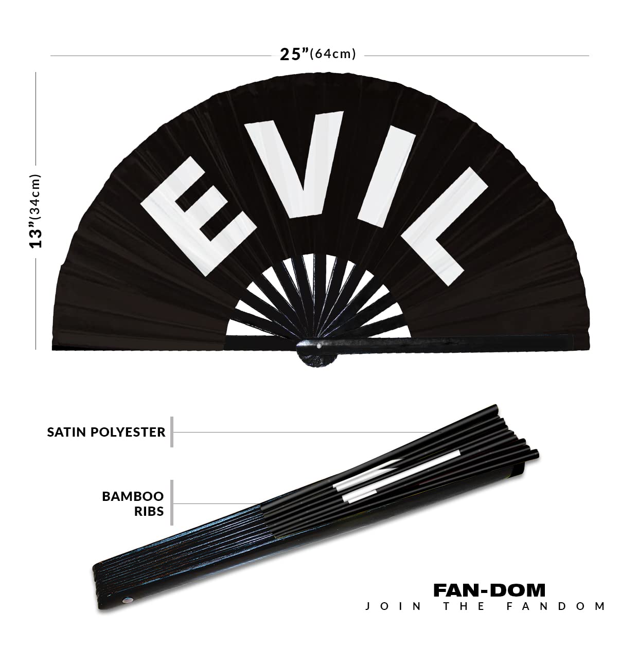 Evil hand fan foldable bamboo circuit hand fan funny gag slang words expressions statement gifts Festival accessories Rave handheld Circuit event fan Clack fans (Black)