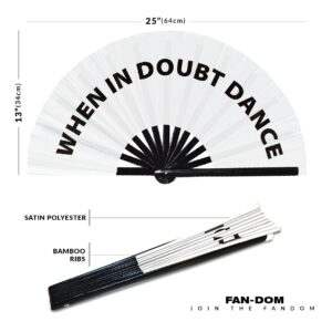 When in Doubt Dance hand fan foldable bamboo circuit hand fan funny gag slang words expressions statement gifts Festival accessories Rave handheld Circuit event fan Clack fans (White)