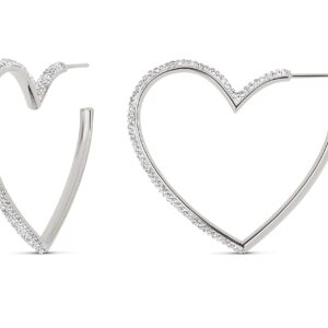 MILLA Heart Hoop Earrings - Silver & Gold Heart Earrings For Women, Ideal Gifts for Girlfriend or Cute Valentines Day Gifts For Her (Sterling Silver Plated)