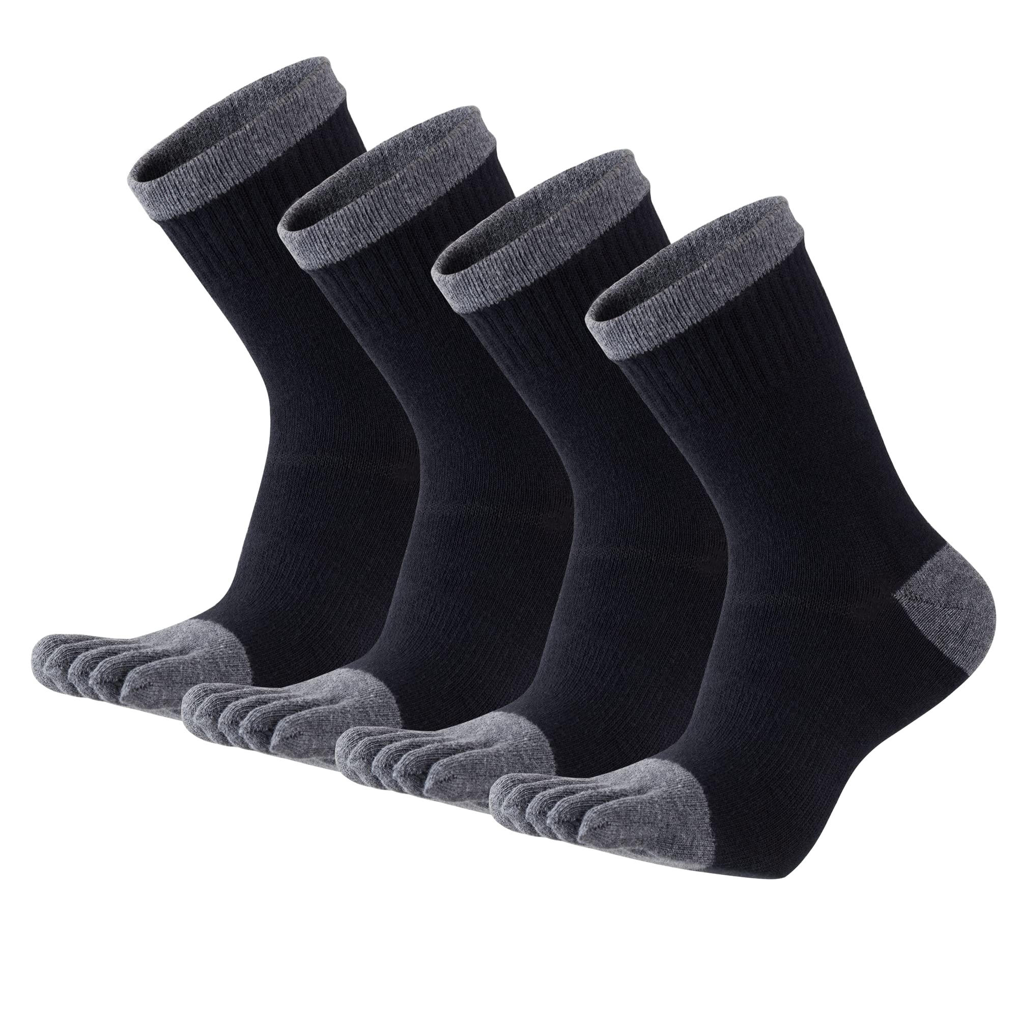 Soxsense Women's Toe socks Cotton Mini Crew Five Finger Socks Lightweight For Running Athletic 4 Pairs (US, Numeric, 7, 10, Regular, Short, Black)