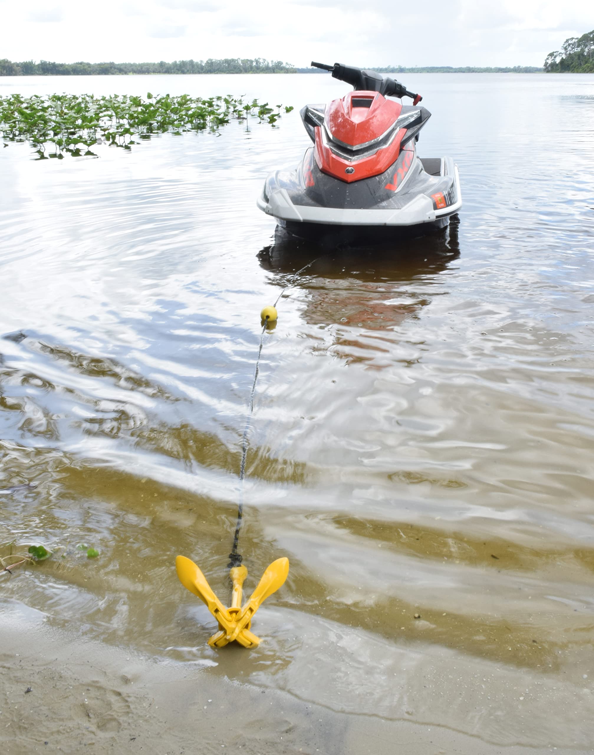 QPURO Kayak Anchor Kit - 3.5 lb Grapnel Anchor, Marine Anchor, Folding Anchor - Ideal for Kayak Fishing, Paddle Boards (SUP), PWC, Jet Ski's, Small Boats (Yellow)