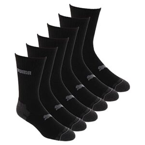 puma men's 6 pack crew socks, charcoal, one size