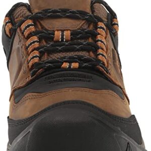 KEEN Men's Ridge Flex Low Height Waterproof Hiking Boots, Bison/Golden Brown, 10 Wide