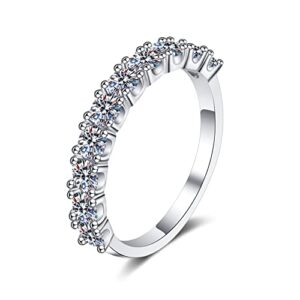 stargems 1ct moissanite 925 silver platinum plated princess&queen band ring b4489-0.7ct-4